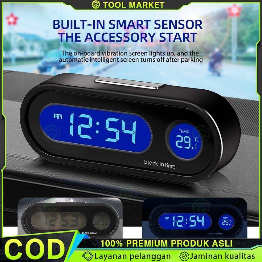 Jual Termometer Jam Mobil am Digital Led Backlight Biru Dengan ...
