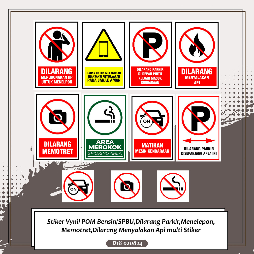 Jual Stiker Vynil POM Bensin/SPBU,Dilarang Parkir,Menelepon,Memotret ...
