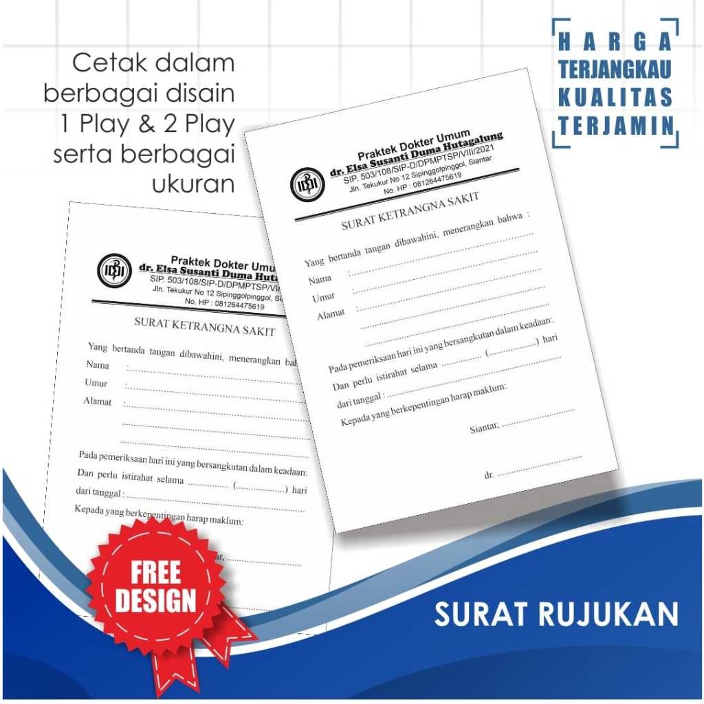 Jual CETAK NOTA CUSTOM FREE DESAIN 1 RIM UKURAN 1/2, 1/3, 1/4, FULL A4 ...