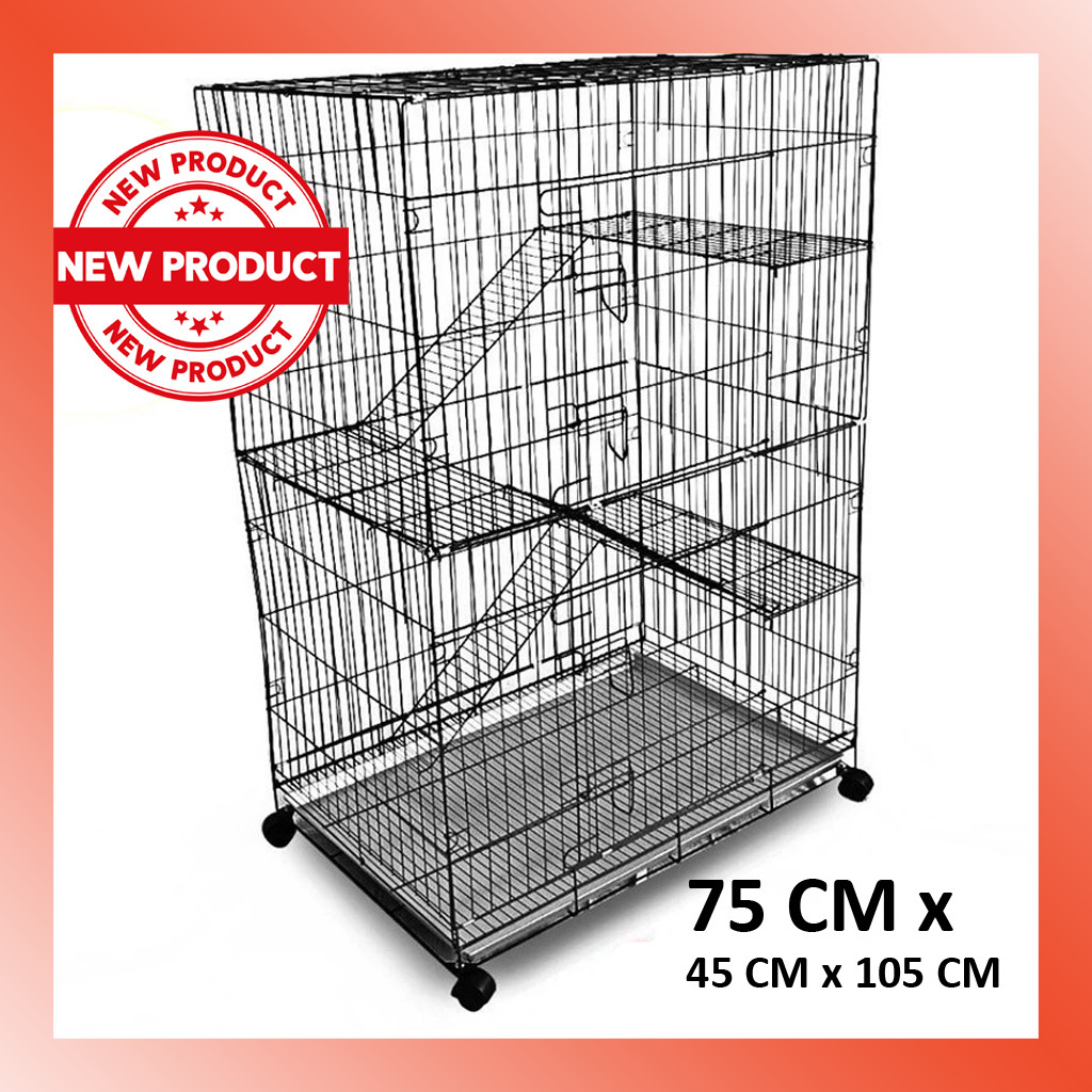 Jual LAMMORO > FH61 Kandang Kucing 75 CM TINGKAT 3 Susun Besi Roda ...