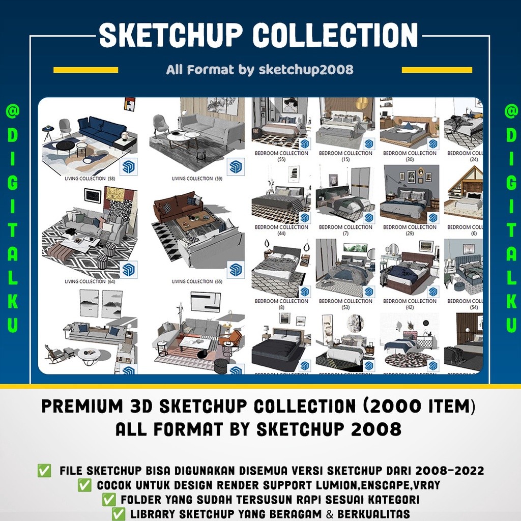 Jual Premium 3D sketchup collection (8000 item) All Format by ...