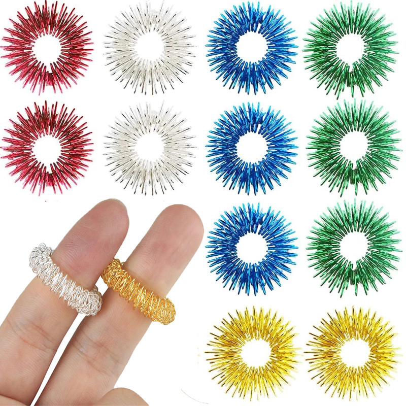Jual 5/10Pcs Spiky Sensory Anxiety Rings for Finger Massage Hand Acupressure Massager Fidget Toy ...