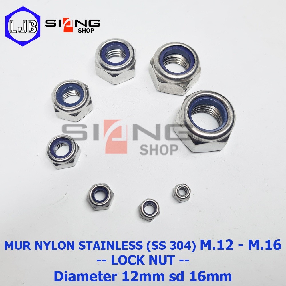 Jual Mur Nylon / Lock Nut Stainless M12 sd M16 | Shopee Indonesia