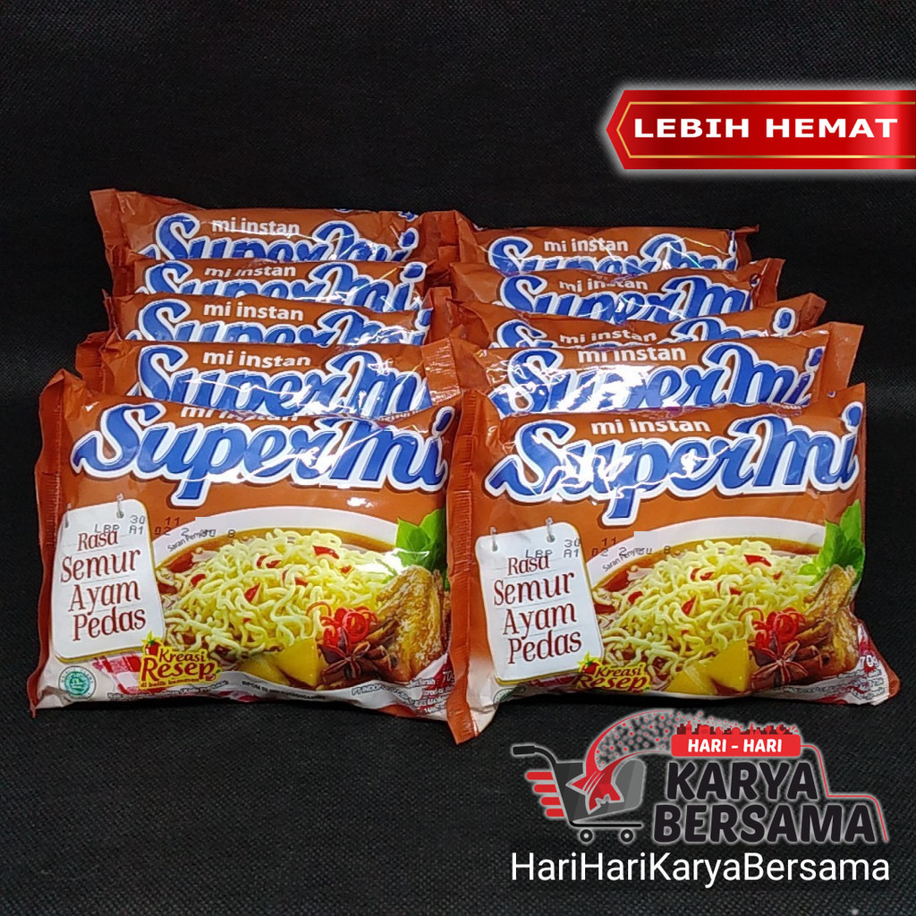 Jual SUPERMI MI INSTAN RASA SEMUR AYAM PEDAS PACK 10 BUNGKUS X 70GR ...