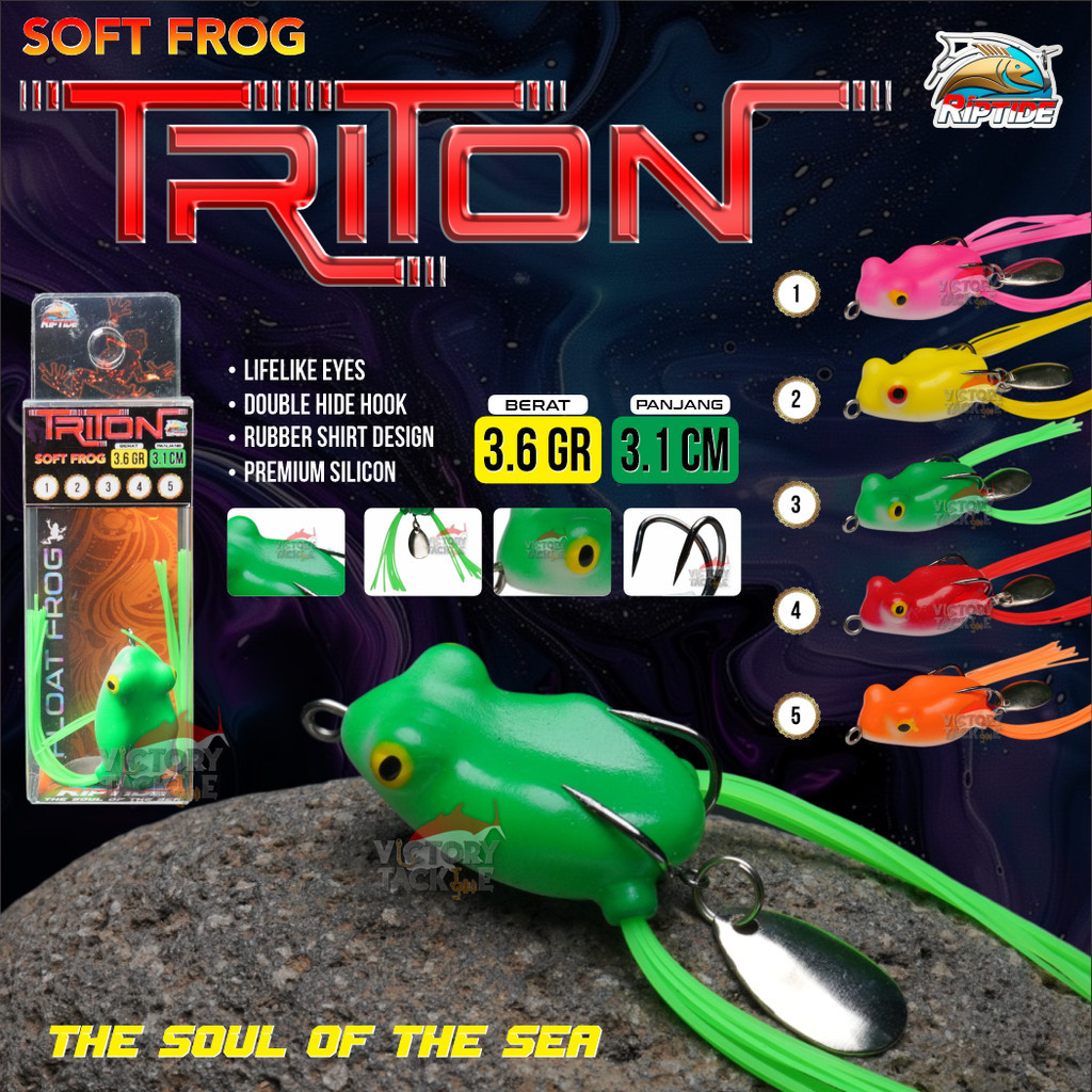Jual Umpan kodok Soft Frog Riptide TRITON Panjang 3.1 Cm Berat 3.6 Gr ...