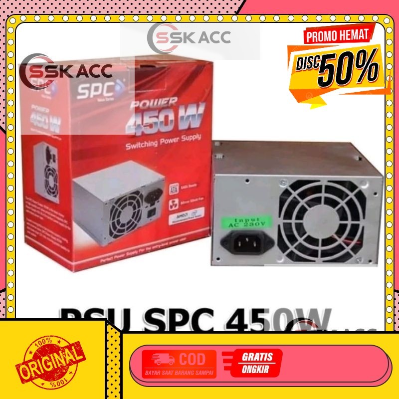 Jual Power Supply PSU SPC 450W 450 Wattt 24 pin Sata Power Cable CPU ...