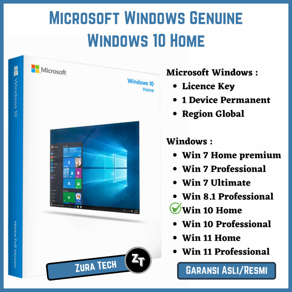 Jual Win 10 Home Original Licence Key RETAIL / OEM Permanen Microsoft ...