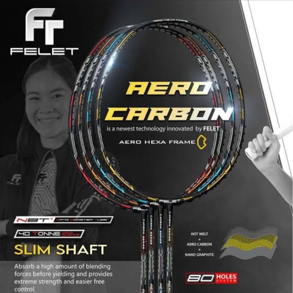 Jual Raket Badminton FELET AERO CARBON PRO 35LBS AeroCarbon ORI FELET ...