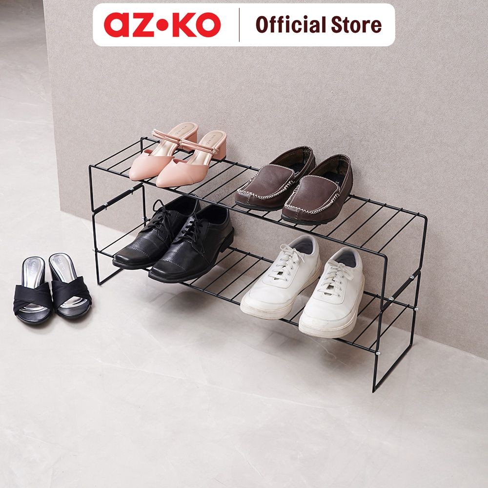 Jual AZKO Stora Rak Sepatu Twin 2 Tingkat - Hitam Shoe Rack Organizer ...