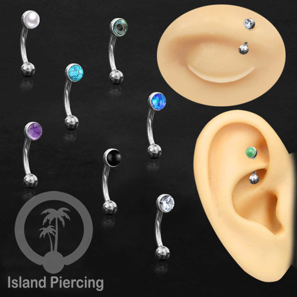 Jual Tindik Alis dan Rook Piercing Curved Barbell warna silver pakai ...