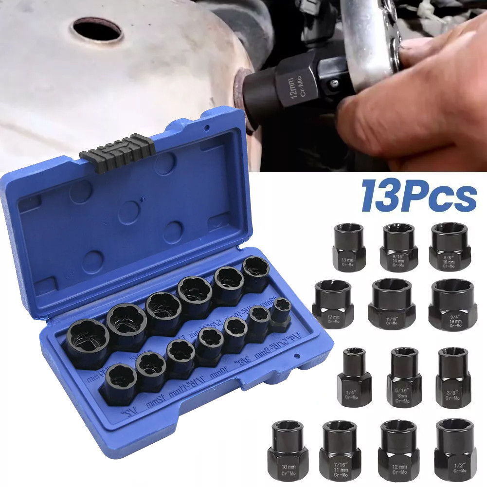 Jual [COD] 13pcs 3/8" Nut Extractor Threading Tools Kit Impact Bolt Nut ...