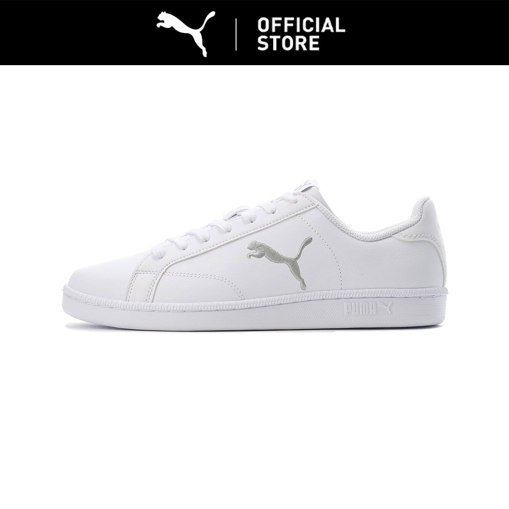 Jual PUMA Sepatu Smash Leather Sneakers White-Silver | Shopee Indonesia