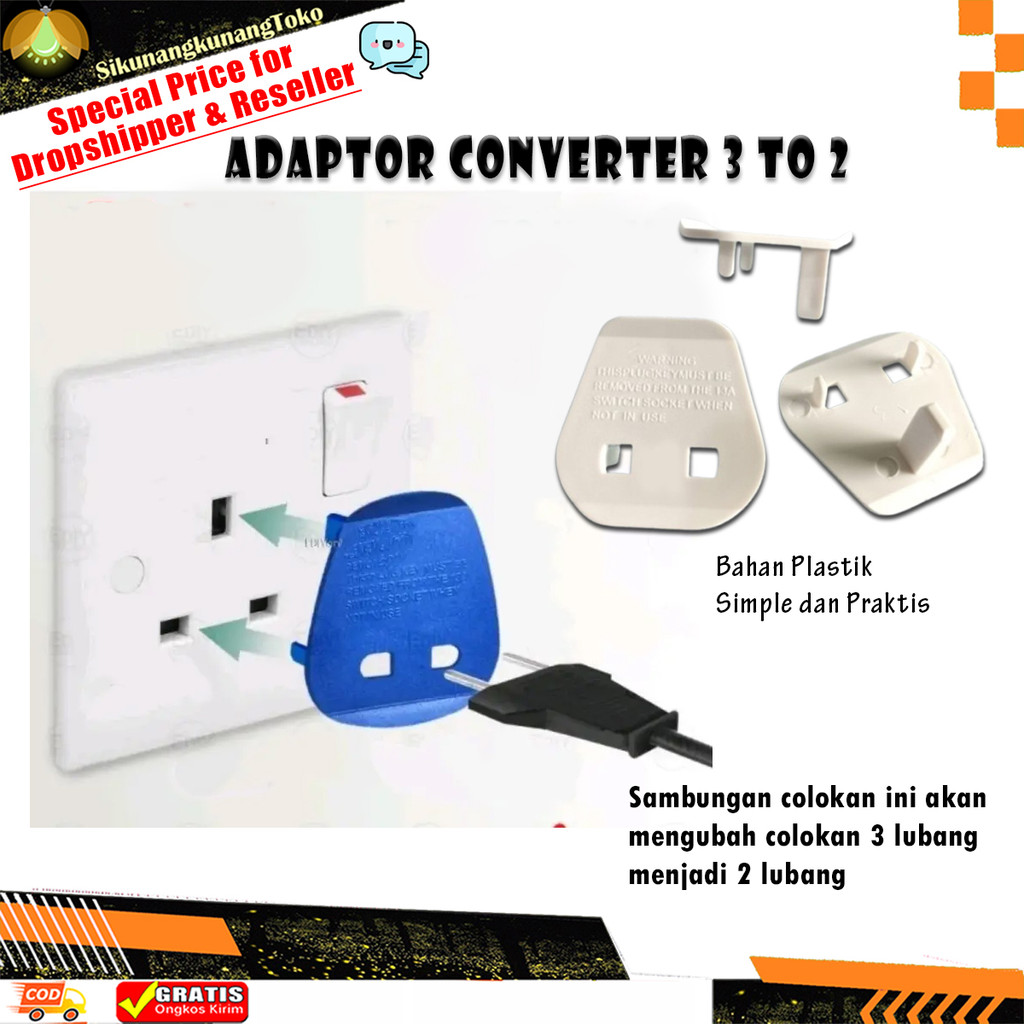 Jual (Skn) Penutup Lubang Colokkan Listrik 3 to 2 safety socket plug ...