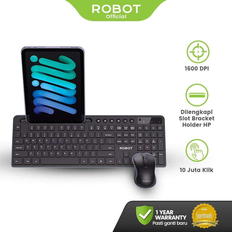 Jual ROBOT KM3700 Keyboard Mouse Set Wireless Dual Mode 2.4G USB ...