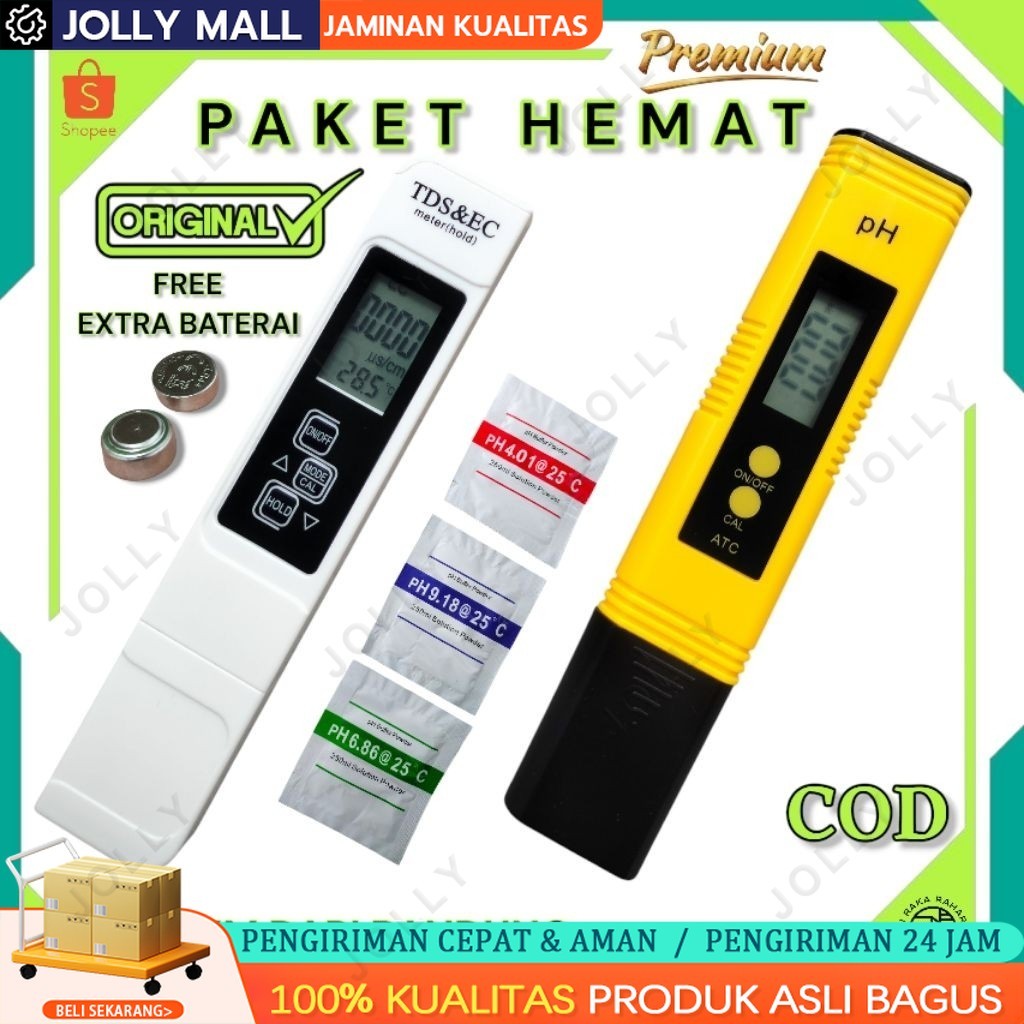 Jual Paket Alat Ukur Uji PH Meter & TDS EC Meter Digital Alat Ukur ...