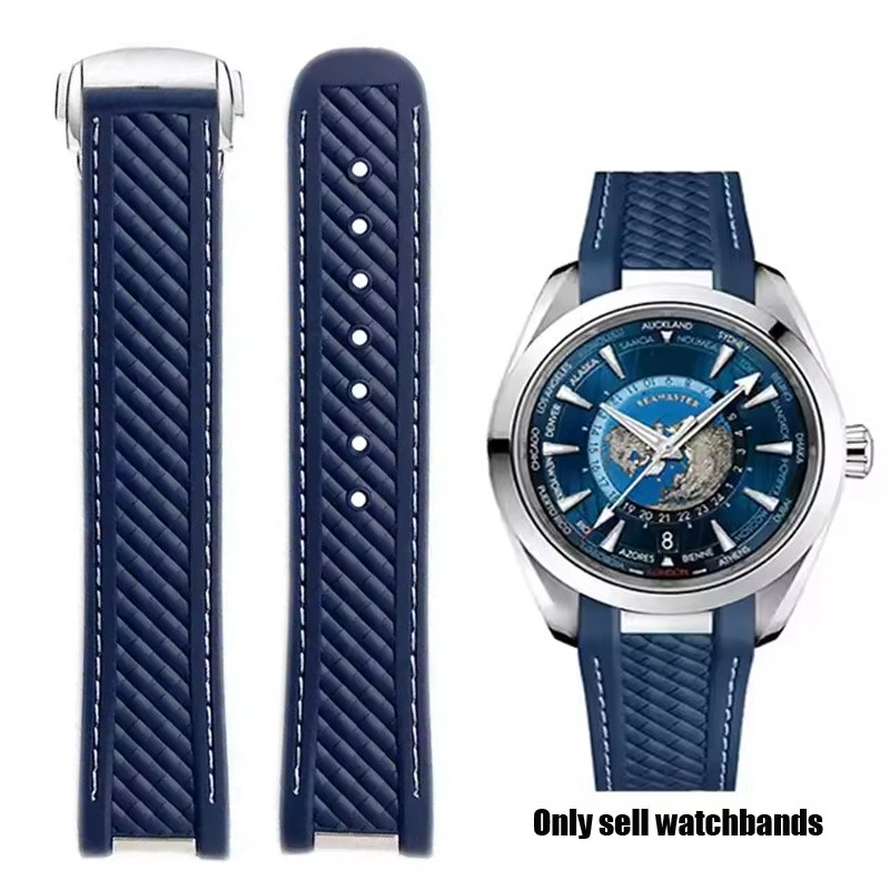 Jual Silicone Rubber Wat Strap For Omega Seamaster 300 AT150 Aqua Terra ...