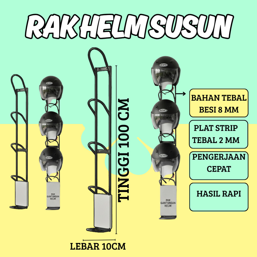 Jual RAK HELM GANTUNG BESI 5 SUSUN /RAK GANTUNGAN HELM KOKOH KUAT ...
