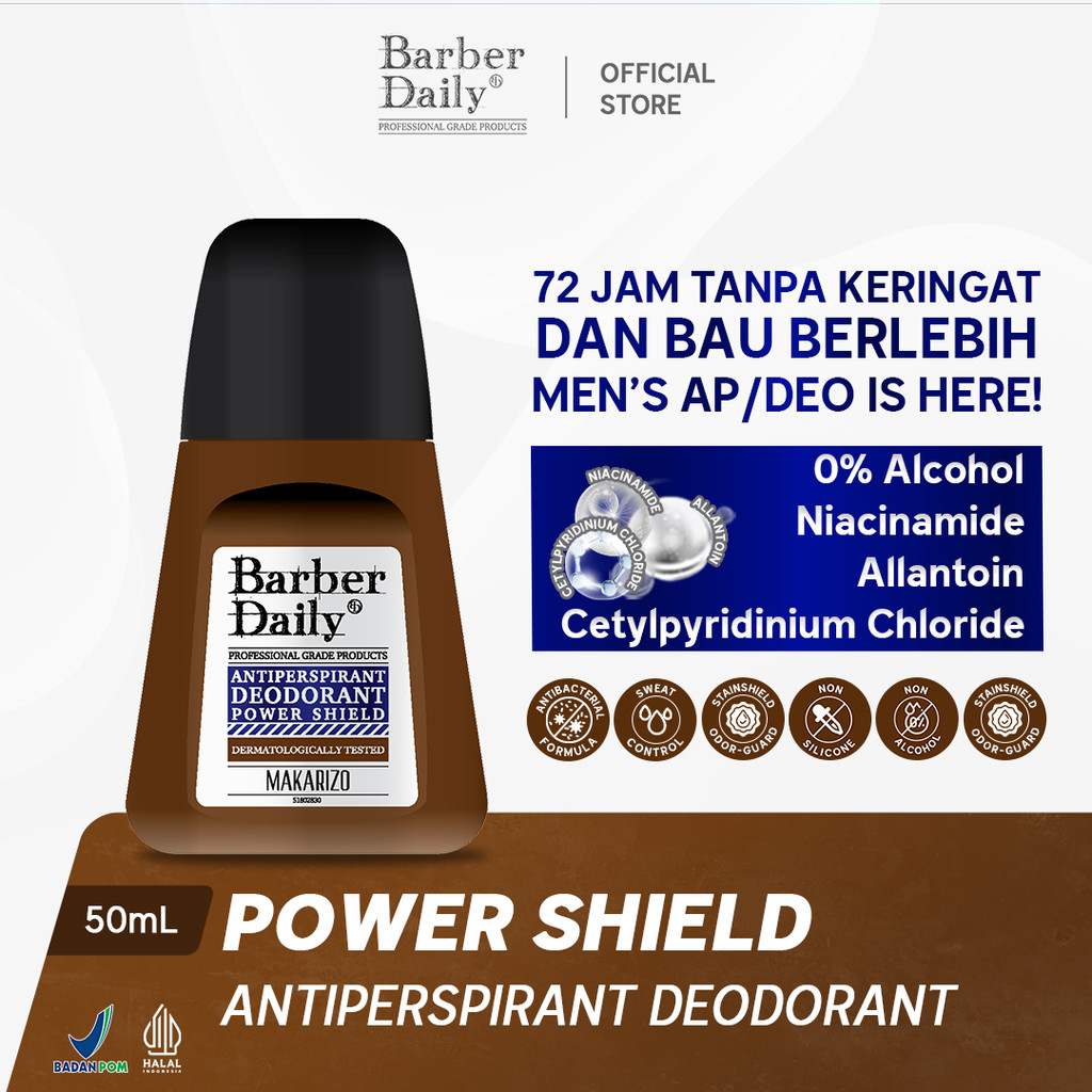 Jual Barber Daily Antiperspirant Deodorant Power Shield 50mL | Shopee ...