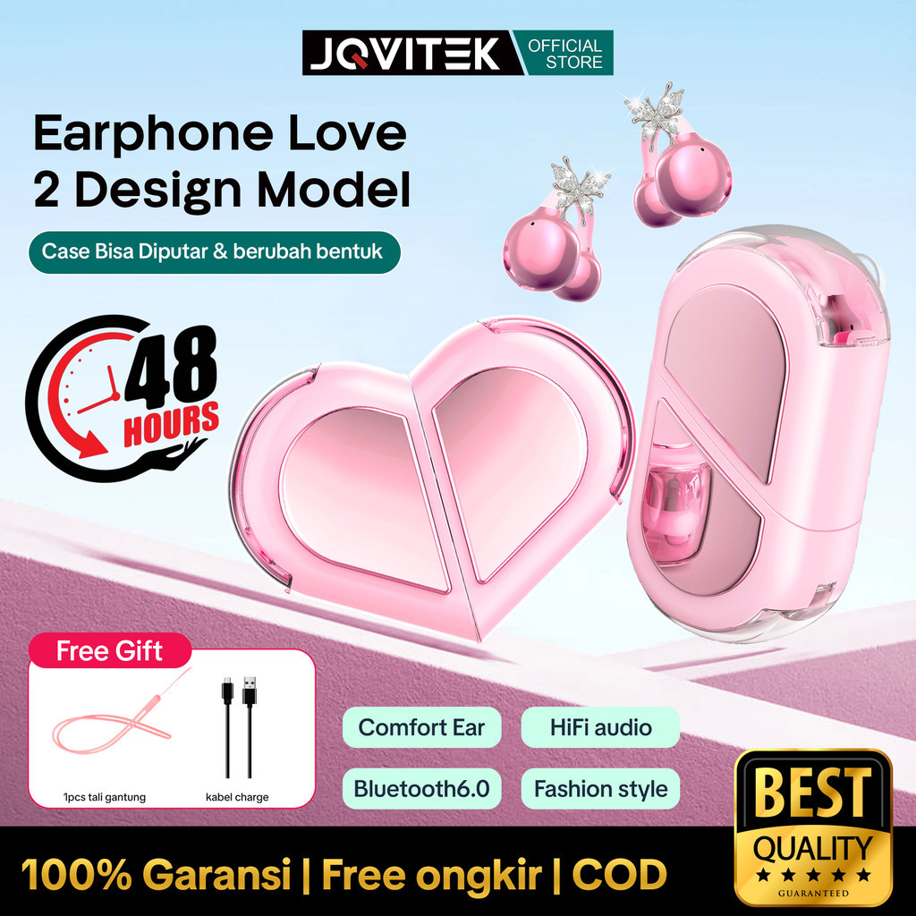 Jual (2026 Baru) Jqvitek Open Ear Clip Earphone Lucu Heart-shape ...