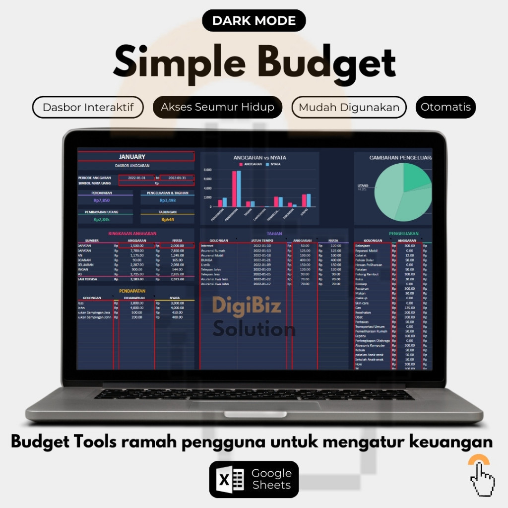 Jual [T027] Simple Budgeting Dark Mode - Anggaran Bulanan, Mingguan ...