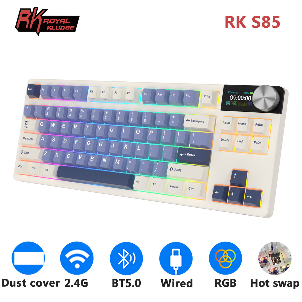 Jual RK ROYAL KLUDGE S85 Gasket Russian Meanical Keyboard 2.4G Wireless ...