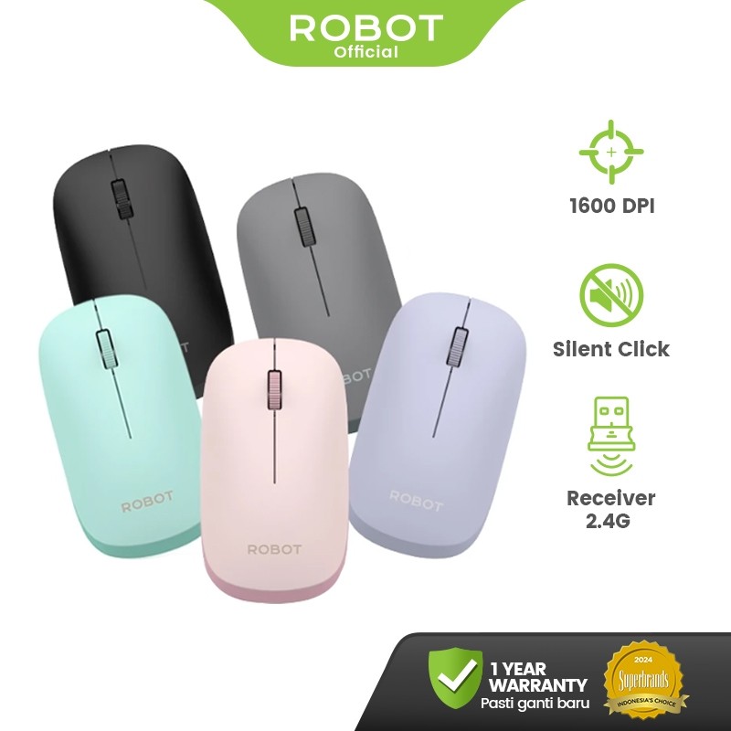 Jual ROBOT Mouse M390 Wireless Mouse Silent Click - Garansi 1 Tahun ...