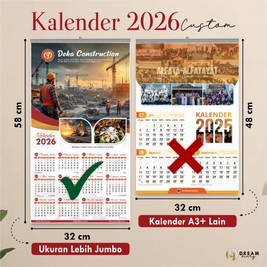 Jual CETAK KALENDER DINDING 2026 KDU 1 PLY CUSTOM FOTO KELUARGA/OLSHOP ...