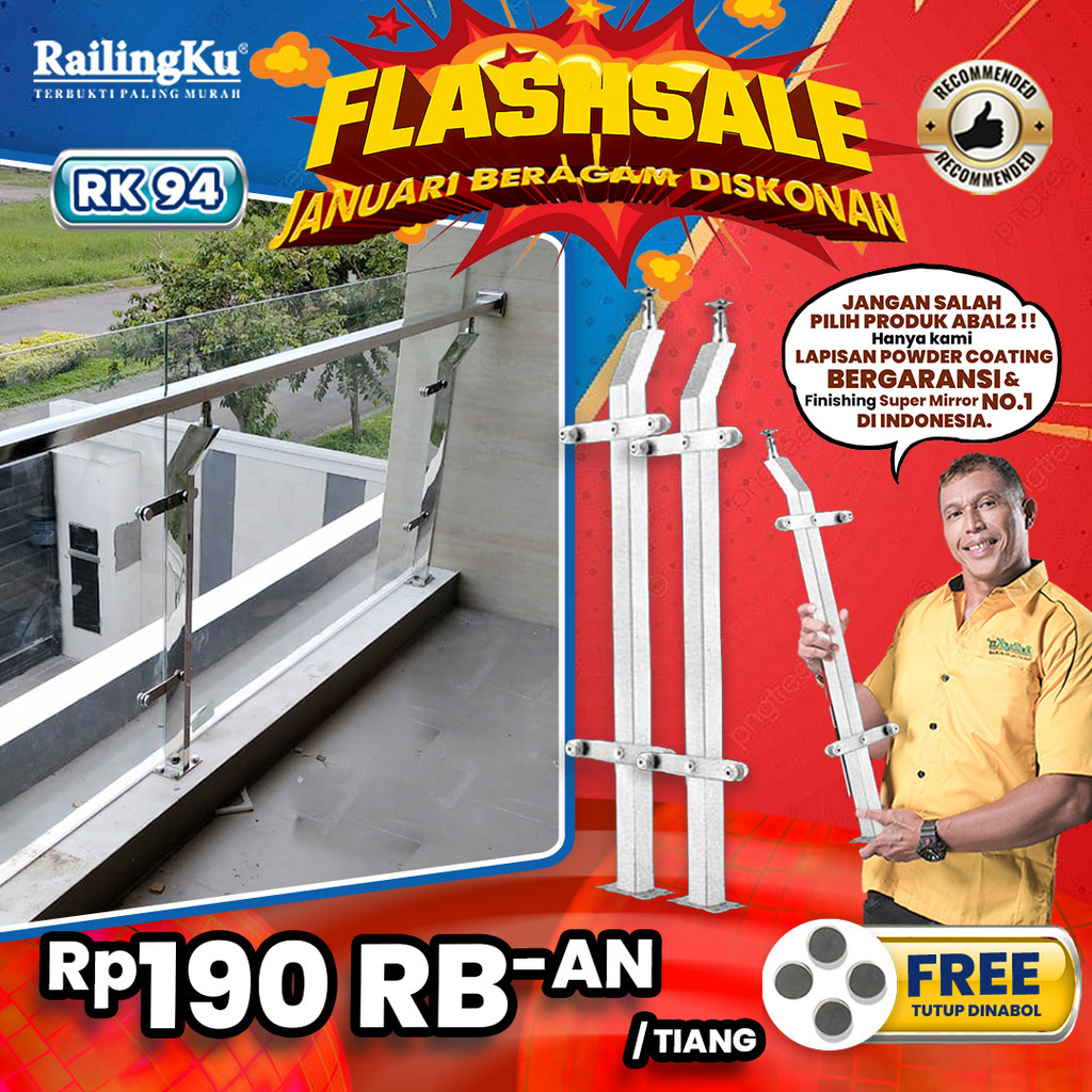 Jual Railing Tangga Kaca Public Area Tiang Railingku [FLASH SALE ] RK ...