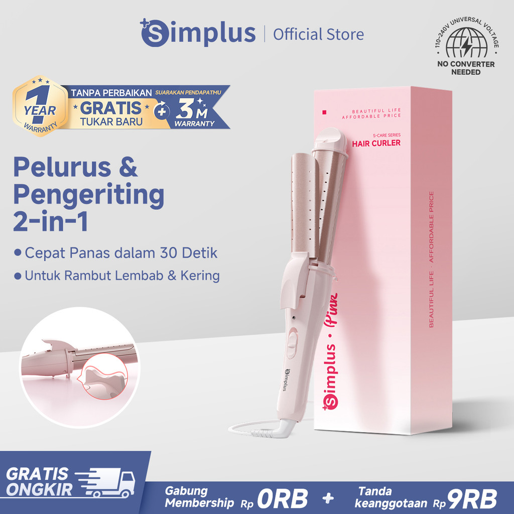 Jual Simplus Catokan Pelurus Pengeriting 30mm 2-in-1 Panel Keramik ...