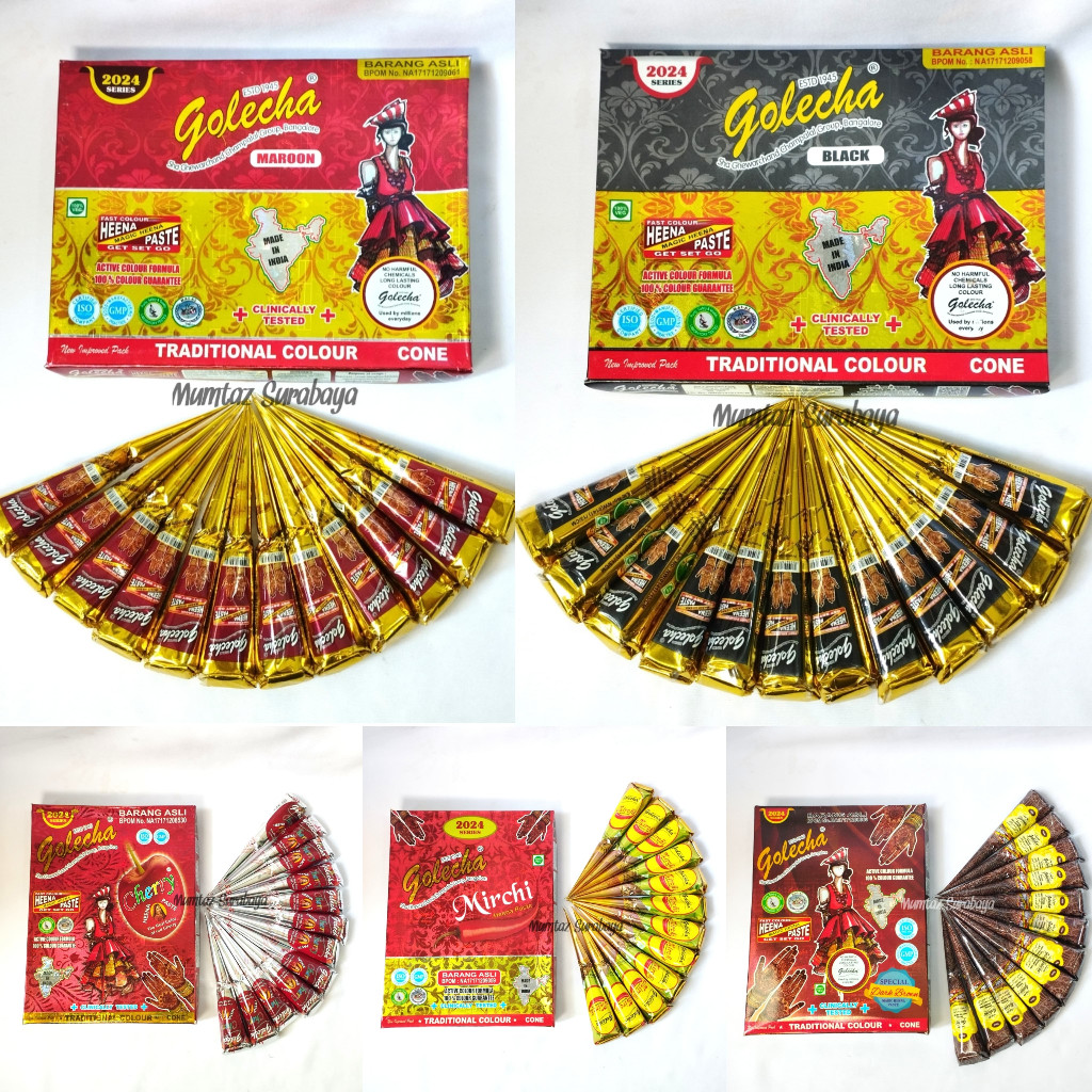 Jual GOLECHA CONE ORIGINAL GOLECHA KERUCUT HENNA HALAL BPOM HERBAL ...