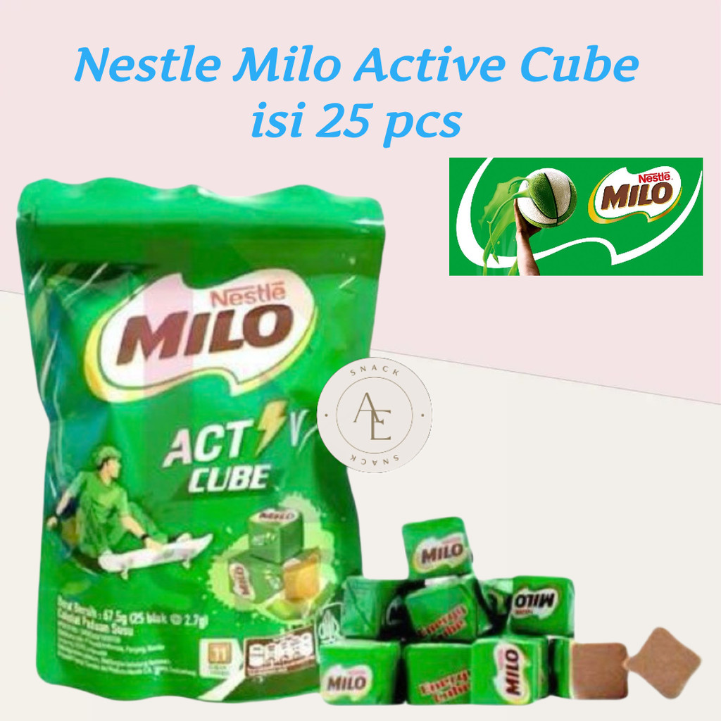 Jual Nestle Milo Active Cube Permen Kotak Bubuk Cokelat Milo Isi 25 pcs ...