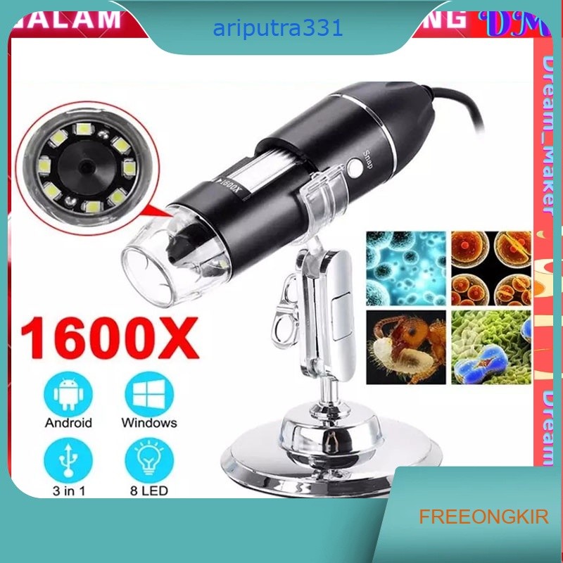 Jual 1600X USB HD Electronic Digital Microscope Camera Endoscope 8LED ...
