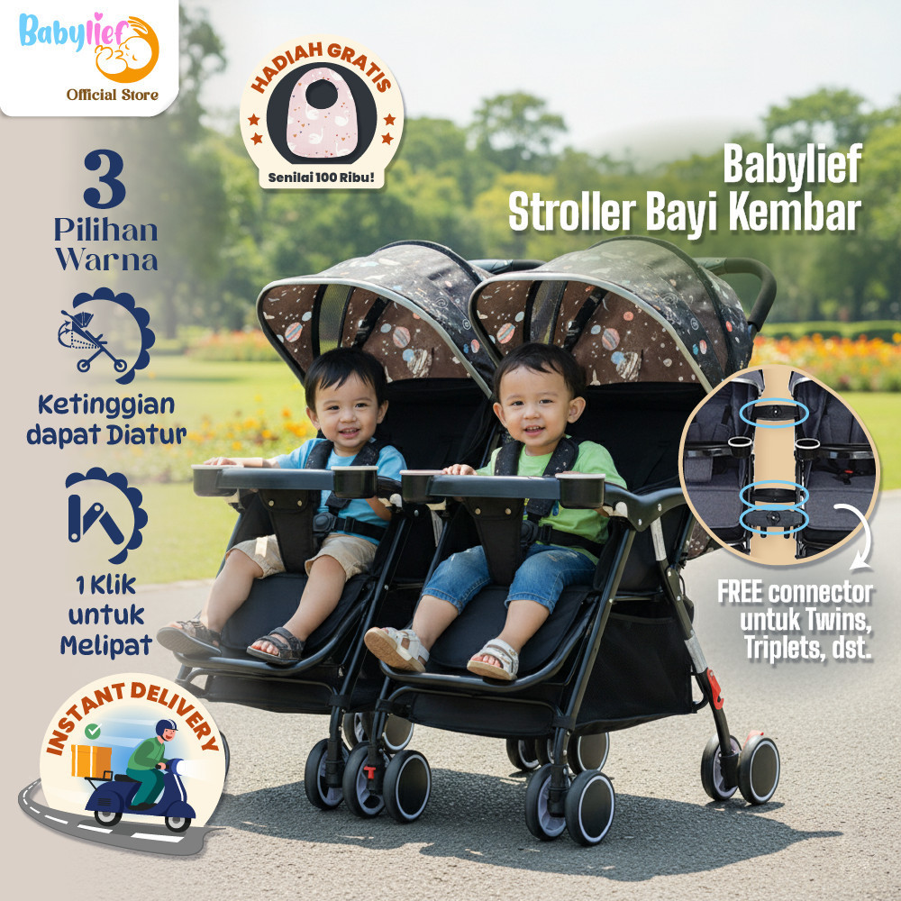 Jual [Instant Delivery] Babylief Stroller Bayi Kembar – Kereta Dorong 2 ...