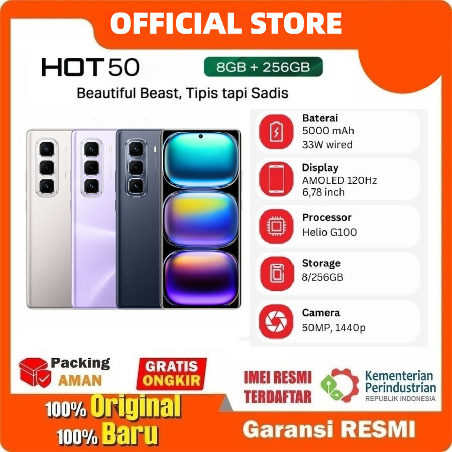 Jual Hot 50 Pro clear transparan casing phone 8/256GB 6.78 inch Hot 50 ...