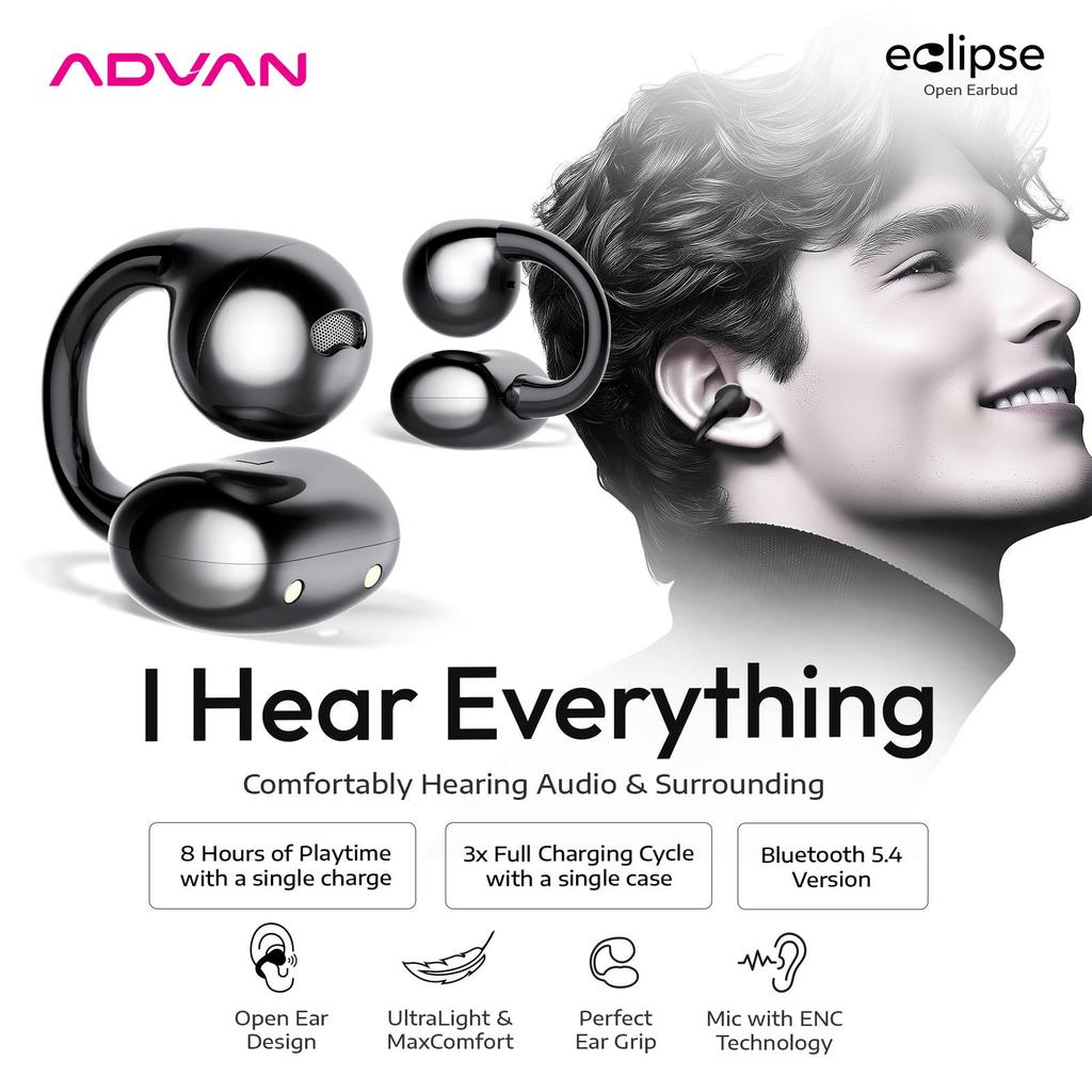 Jual ADVAN Eclipse TWS True Wireless Earphone OWS IPX4 Sports Open Ear ...