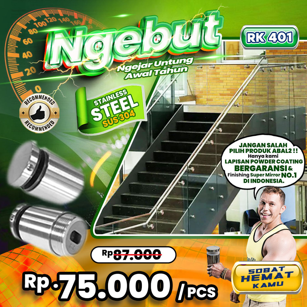 Jual Railingku Frameless Glass Railing Pin Kaca [NGEBUT!] RK 401 ...