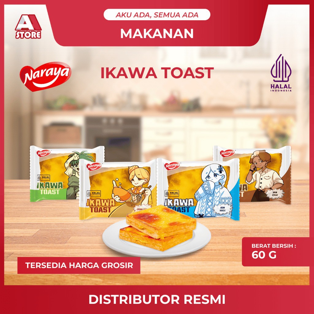 Jual NARAYA Ikawa Toast 60gr Roti Panggang Aneka Rasa Coklat / Cream ...