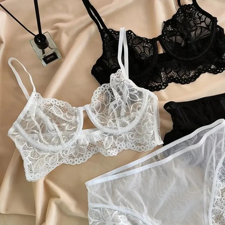 Jual [Bisikannya] [COD]Bra renda ultra tipis tembus pandang, set bra ...