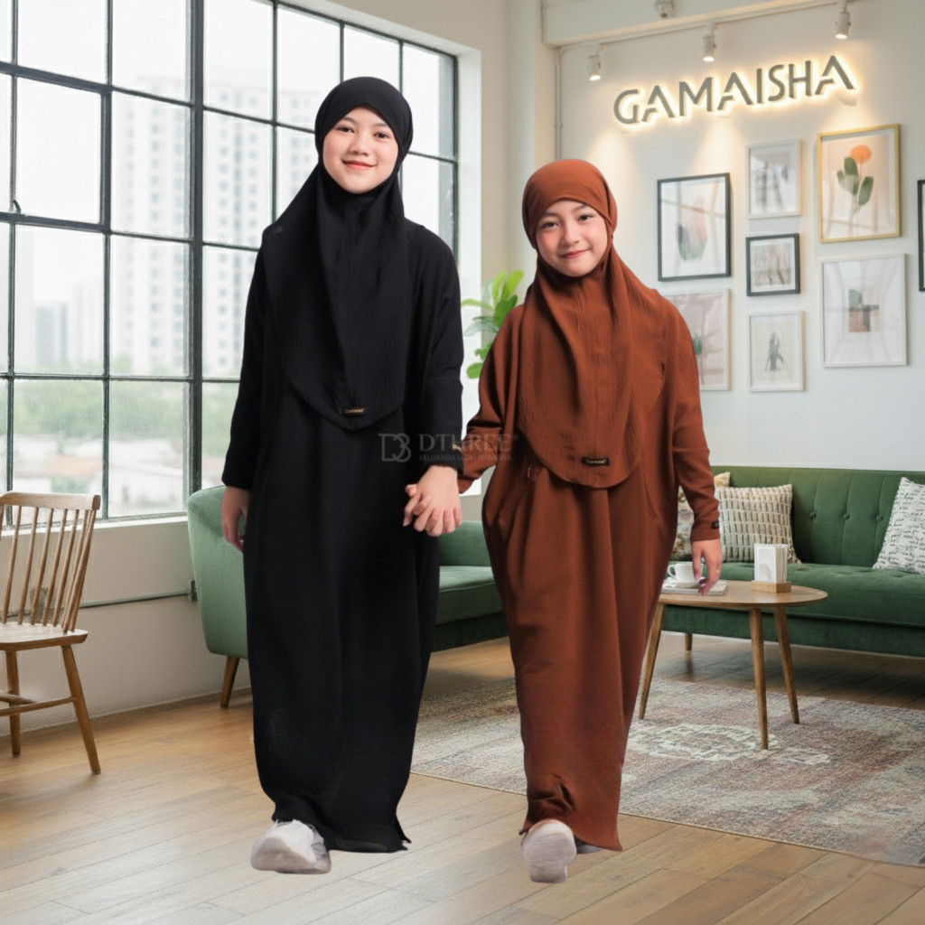 Jual Gamis Syar'I Set Hijab Anak Perempuan 2026 Set Kids Baju Maryam ...