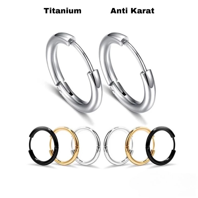Jual Anting Hoop Paduan Titanium Trendi Pria Wanita Ukuran 10 12 14mm ...