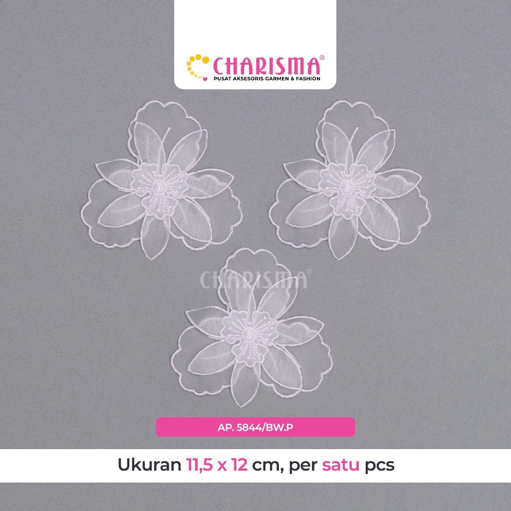 Jual Charisma Aplikasi Bordir Organza AP 5844- Aplikasi Bordir Bunga ...