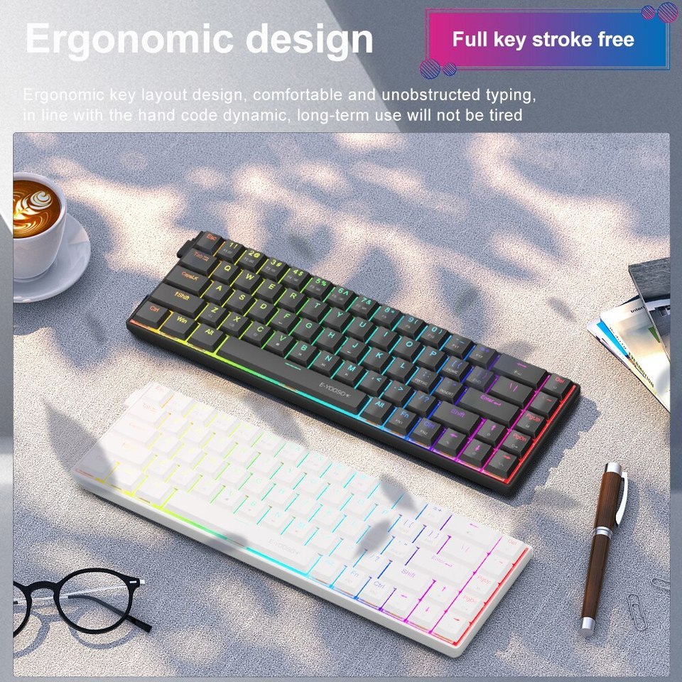 Jual E-YOOSO A68 RGB Mini Slim USB Wired Mechanical Gaming Keyboard Red ...