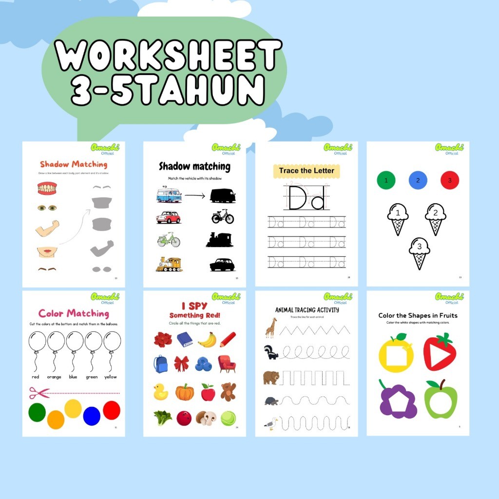 Jual WORKSHEET 50 LEMBAR KERJA BERWARNA UNTUK AKTIVITAS ANAK BUKU ...