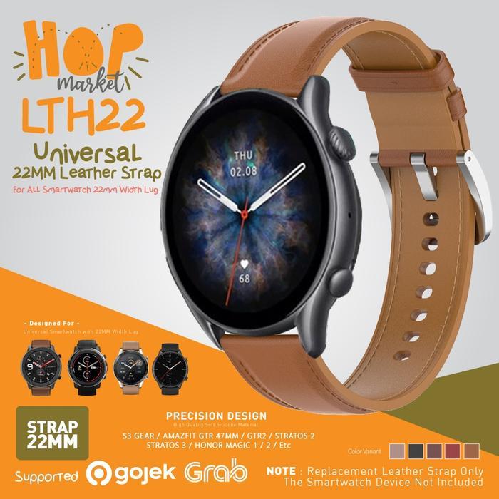 Jual LTH22 Leather Strap 22mm for Amazfit GTR 2 3 4 / Mi S1 / Huawei ...