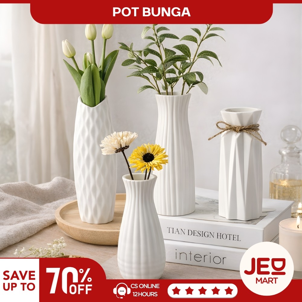 Jual Vas Bunga Warna Putih/Vas Bunga Nordic/Vas Hias Dekorasi Meja/Vas ...