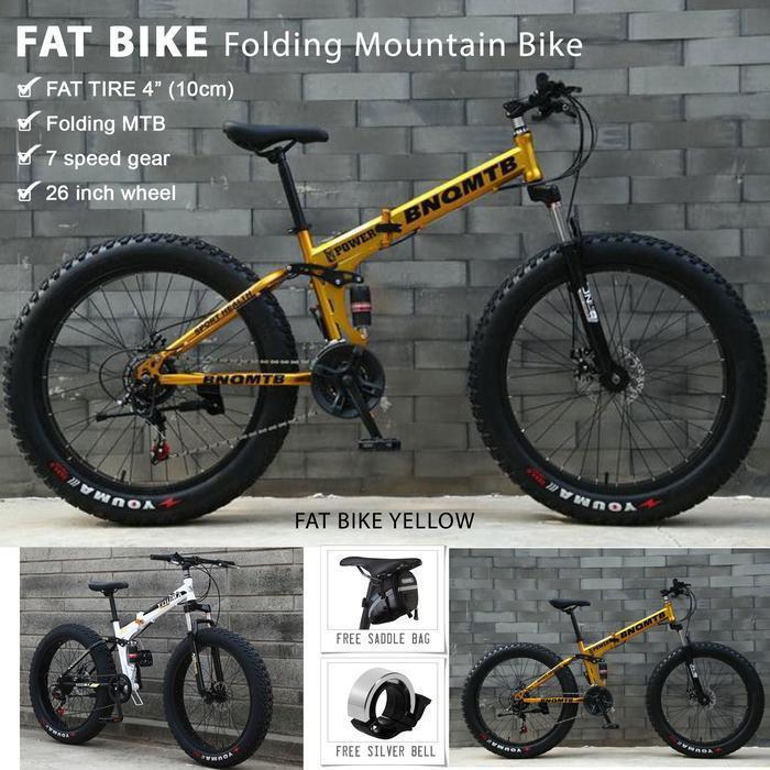 Jual Fat Bike MTB Folding Mountain Bicycle 7 Speed Sepeda Gunung Ban ...