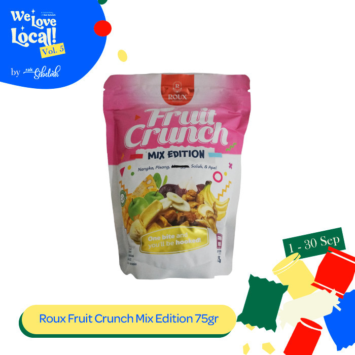 Jual Roux Fruit Crunch Mix Edition 75g - Keripik Buah Kering Mix Nangka ...