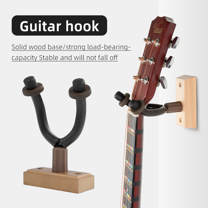 Jual Beech Wood Drilled Guitar Hook Ukulele Wall Hanger Violin Walnut ...