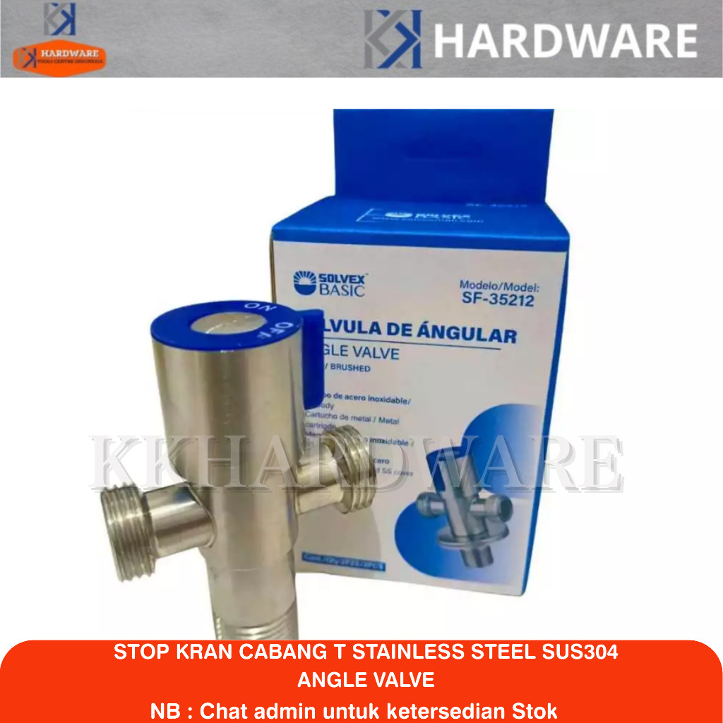 Jual Stop kran cabang toilet stainless stop kran T Uk 1/2" Shower keran ...