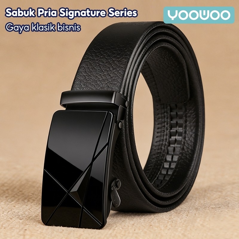 Jual YooWoo Ikat Pinggang Pria /Gesper Pria / Belt Hitam Modern/ Sabuk ...